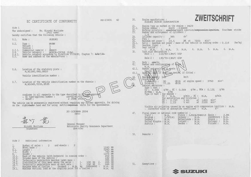 Certificat de conformité SUZUKI | Euro Conformité Certificat de conformité SUZUKI | Euro Conformité